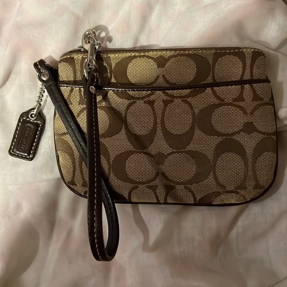 Coach | Bags | Coach Small Walletbrown Clutch Signature Brown Cloth ...